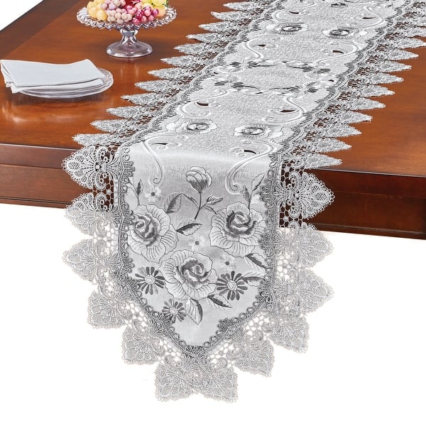 Elegant Rose Bush Floral Edge Lace Table Linens - Bed Bath & Beyond ...