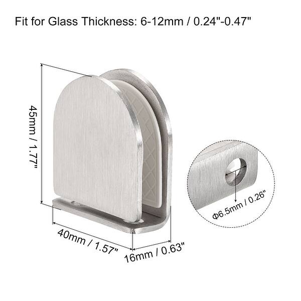 Glass Clamp Adjustable 6-12mm Thick 45x40mm Stainless Steel Glass Clip ...