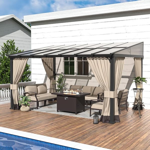 Wall Mounted Gazebo, Outdoor PC Board Roof Canopy Pergola Awnings with ...