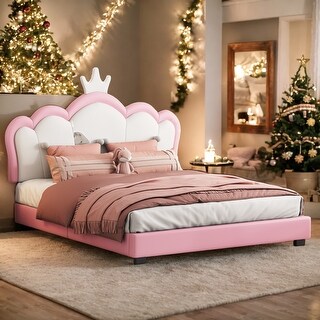 Full size Upholstered Princess Bed With Crown Headboard - Bed Bath ...