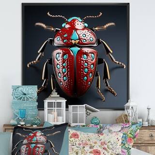 Designart "Mysterious Beetle Lullaby" Insects & Bugs Framed Wall Art ...