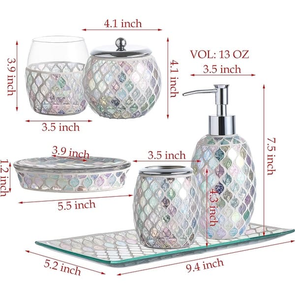 Mosaic Glass Bathroom Accessories Set - Bed Bath & Beyond - 39995290
