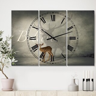 Designart 'Believe Shadow III' Oversized Cottage Wall Clock - 3 Panels ...