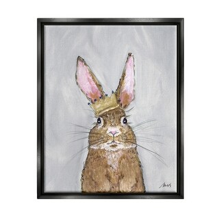 Stupell Princess Bunny Rabbit Wearing Crown Animal Portrait Floater ...