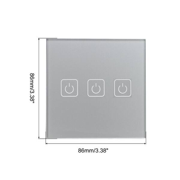 Touch Lamp Switch 3 Gang 1 Way Tempered Glass Panel Grey 86mmx86mm ...