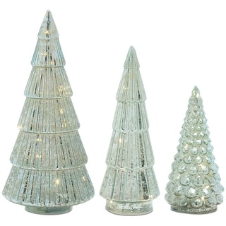 Set of 3 LED Glass Tree with 3 assorted sizes - 5.25 x 5.25 x 11.75 (L ...