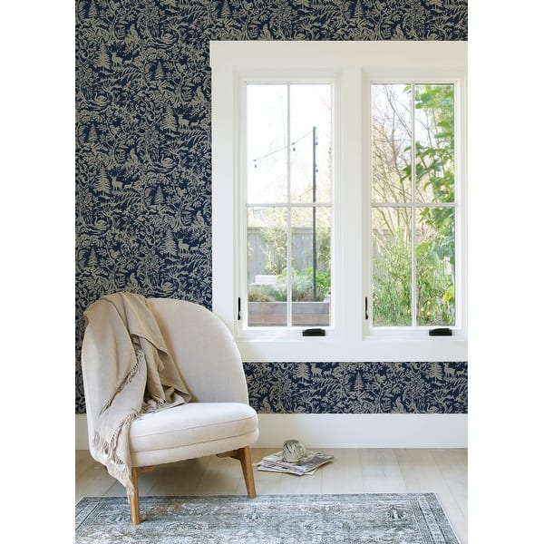 navy forest wallpaper