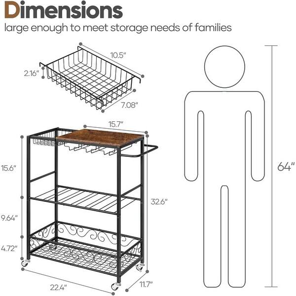 Bar Cart with Wine Rack and Glass Holder - Bed Bath & Beyond - 39910258