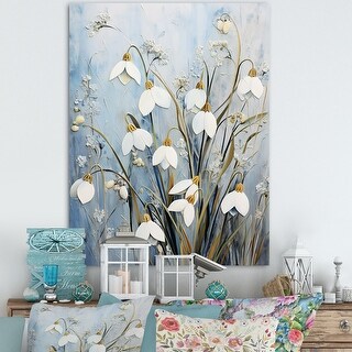 Designart "Minimalism Blue And White Snowdrops Harmony" Snowdrops Wall ...