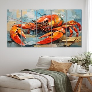 Designart "Crayfish Creek Dweller Collage" Animals Multipanel Canvas ...
