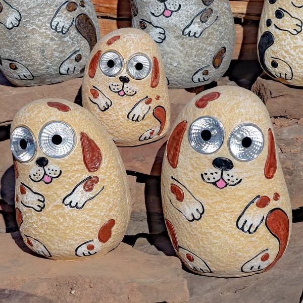 3 Piece Solar Rock Dogs with Light up Eyes in Peach - Bed Bath & Beyond ...