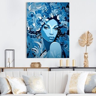 Designart "Elegant Blue Fashion African Goddess Grace" African American ...