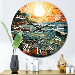 Designart "Beach Surf And Turf I" Beach Oversized Wall Clock - Bed Bath ...
