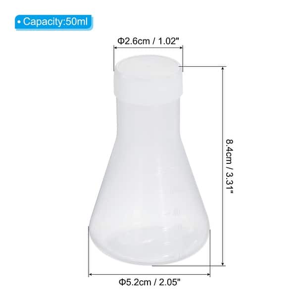 50ml Plastic Erlenmeyer Flask w Caps, 4 Pcs Narrow Mouth Conical Flask ...