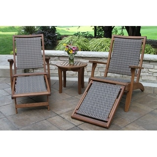 Eilaf 3 pc. Eucalyptus Wicker Lounger Set with Ottoman and Round End ...