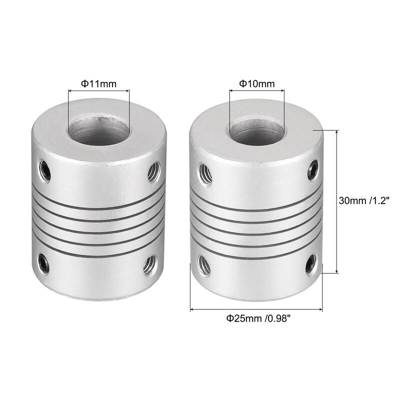 Aluminum Alloy Shaft Coupling Flexible Coupler L30xD25 Silver - 11mm to ...