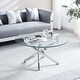 Modern Round Tempered Glass Coffee Table with Chrome Legs & Sculptural ...