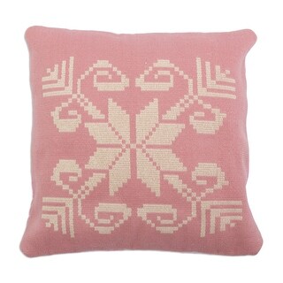 Novica Handmade Floral In Pink Cotton Blend Cushion Cover - Bed Bath ...