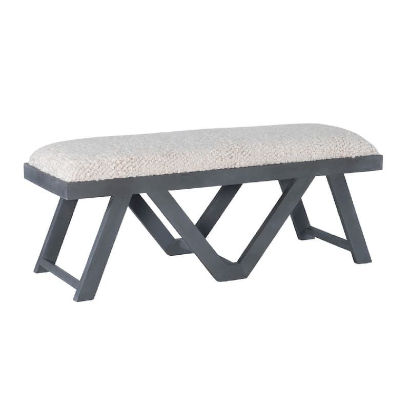 45 Inch Woven Fabric Bench with V Shaped Accent, Grey - Overstock ...