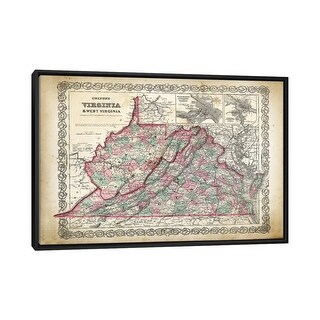 iCanvas "West Virginia Map" by PatentPrintStore Framed Canvas Print ...