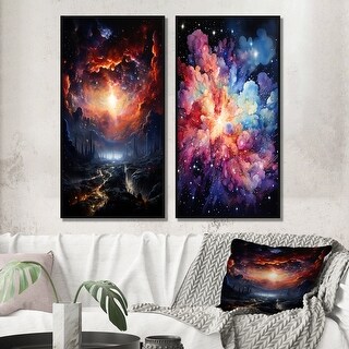 Designart "Galaxy Celestial Fireworks" Galaxies Framed Wall Art Set Of ...