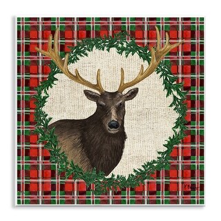 Stupell Festive Plaid Elk Wall Plaque Art Design By Paul Brent - Bed ...