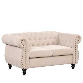 Modern Button Tufted Upholstered Sofa with Rolling Armrest - Bed Bath ...