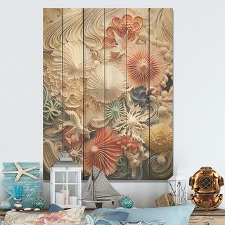 Designart "Luscious Sea Creatures" Sea Creatures Wood Wall Decor ...