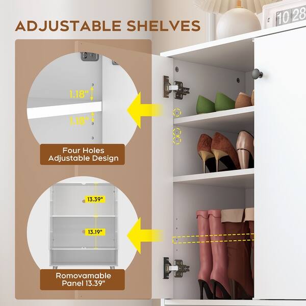 Shoe Storage Cabinet with Adjustable Plates White doors - Bed Bath ...