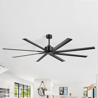 84" Ceiling Fan with Remote and 3 Downrods without Light(8 Aluminium ...