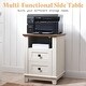 18 Inch Farmhouse End Table Set with Charging Station, 2 Drawers, USB ...