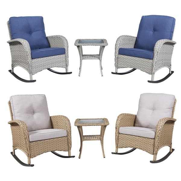 Outdoor Rocking Chairs Table with Cushions Set of 2 - On Sale - Bed ...