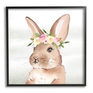 Stupell Bunny with Rose Garland Framed Giclee Art Design by Enya Todd ...