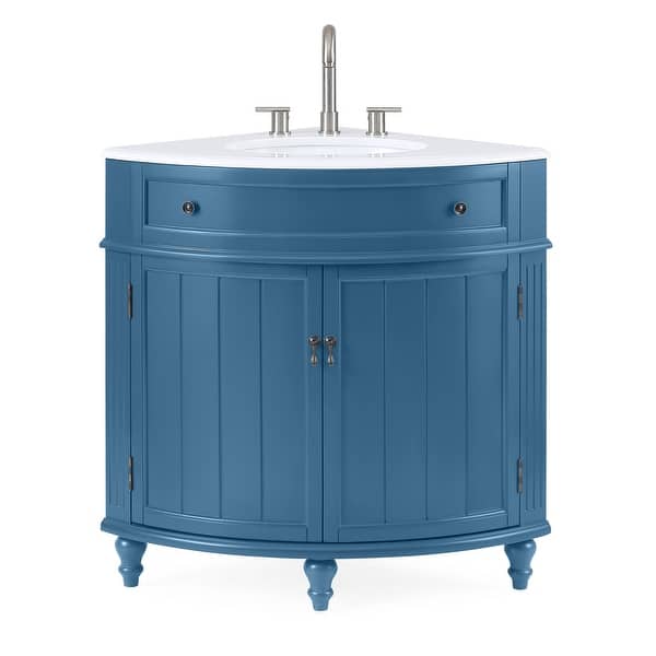 24" Benton Collection Thomasville Teal Blue Corner Bathroom Vanity ...