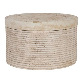 Large Travertine Round Storage Box - 6" - Bed Bath & Beyond - 42913705