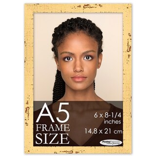 A5 Frame Yellow Rustic Farmhouse - Wooden 6x8.25 Frame - Shabby Chic ...