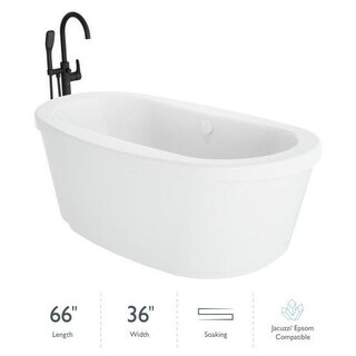 Jacuzzi Inizio 66" Free Standing Acrylic Soaking Tub with Center Drain ...