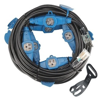 30 Ft Multi Outlet Extension Cord 12 Gauge,7 Nema 5-15R Evenly Spaced ...