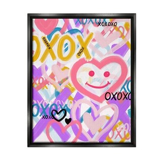 Stupell Xoxo Urban Heart Shapes Framed Floater Canvas Wall Art Design ...