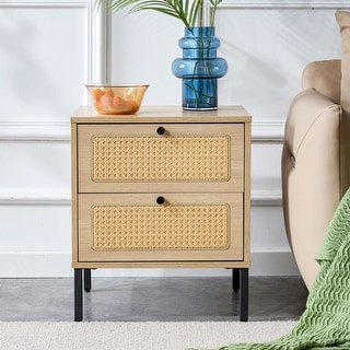 2 Drawers Japanese Rattan Nightstand - Bed Bath & Beyond - 37426601