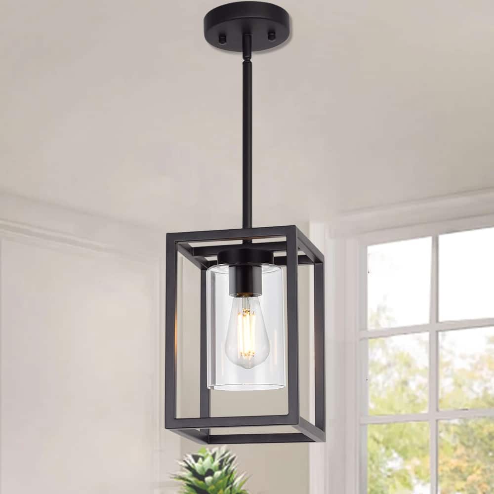 Vinluz 1-Light Square/Rectangle Pendant Light with Clear Glass ...