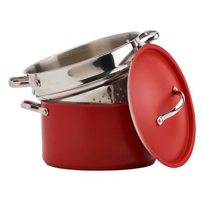 Denmark Bristol 3PC 6Qt Stainless Steel Pasta Cooker - Red - Overstock ...