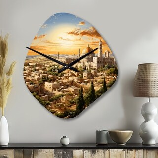 Judaism Jerusalem Cityscape I - Judaism Wall Clock in Asymmetrical ...