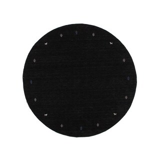 Fine Hand Knotted Persian Gabbeh Design Round Rug 7' X 7' - Black - 7 ...