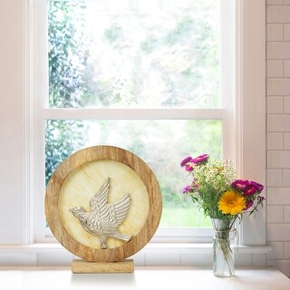 River of Goods Round Decorative Stained Glass Mango Wood Stand - 13" x ...