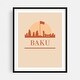 Baku Azerbaijan Maps Churches Temples City Cityscape Art Print/Poster ...
