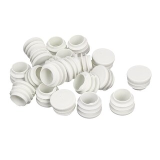 25mm Dia Plastic Blanking End Cap Round Ribbed Tube Insert Plug 20pcs ...