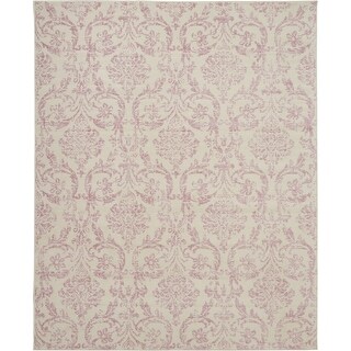 HomeRoots 8' X 10' Cream Damask Power Loom Area Rug - 8' x 10' - Bed ...