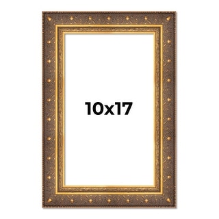 10x17 Frame Vintage Gold Solid Wood Picture Frame | 2.5 Inch Moulding ...