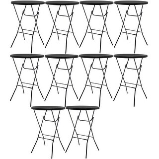 BTEXPERT Black 2.63 Foot Round Plastic Bar Height Folding table For ...
